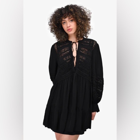 The Kooples | Dresses | The Kooples Black Eyelet Lace Embroidered Mini ...